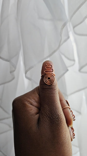 Copper Finger Tip Rings, Set of 5 Ring set, Wire Wrapped Adjustable ...