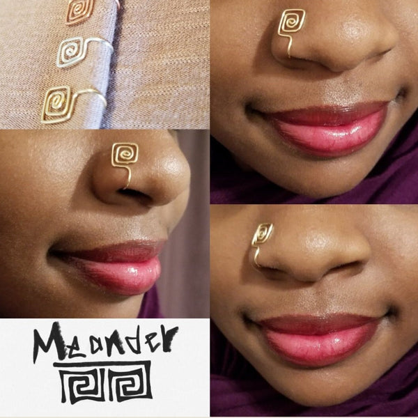 Ancient Symbol Gold Nose Cuff, Afrocentric Nose Jewelry ...